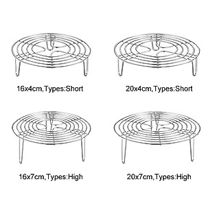 Round Steamer Rack and Cooling Rack,Stainless Steel Pot Trivet, Wire Steamer Kettle Rack Holder, Fit For Pots Cookware Pressure Cooker Pans Up, 8-Inches (size:16x4cm)
