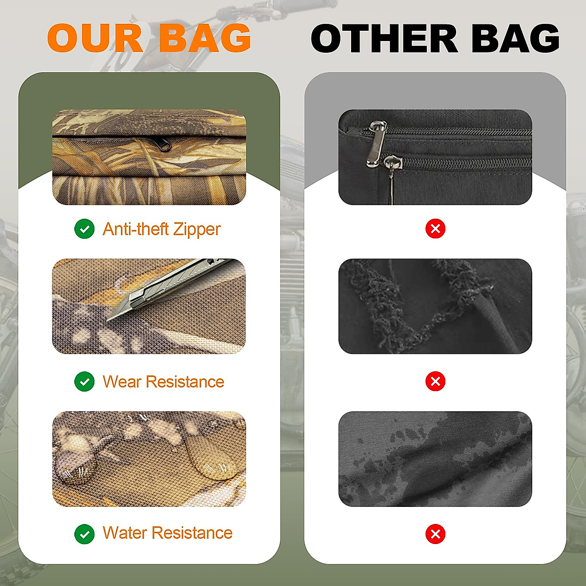 SUHU ATV Saddle Bags ATV Tank Bags Motorcycle Tank Bags Waterproof Cargo Pocket Tank Storage Bags for ATV UTV Snowmobile 4 Wheeler Motorcycle Bicycle Accessories