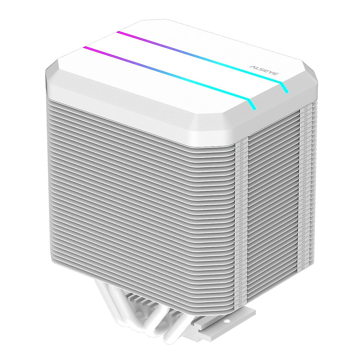 ALSEYE M90 CPU Cooler, Hidden Fan Designed Dual Tower Air-Cooled CPU Cooler with ARGB Light Effect Cover Compatible with Both Intel and AMD Platform, LGA1700 Supported (M90 White)