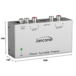 Phono Turntable Preamp, Phono Preamp for Turntable, Record Play, Mini Electronic Audio Stereo Phonograph Preamplifier with RCA Input, RCA/TRS Output, Phono Preamp with 12 Volt DC Adapter