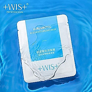 +WIS+ Hyaluronic Acid Essence 24 Sheet Mask，with Aloe Vera, Vitamin B5, Deep Hydration and Moisturizing Anti Aging Facial Mask，Beauty Mask For All Skin Care Type