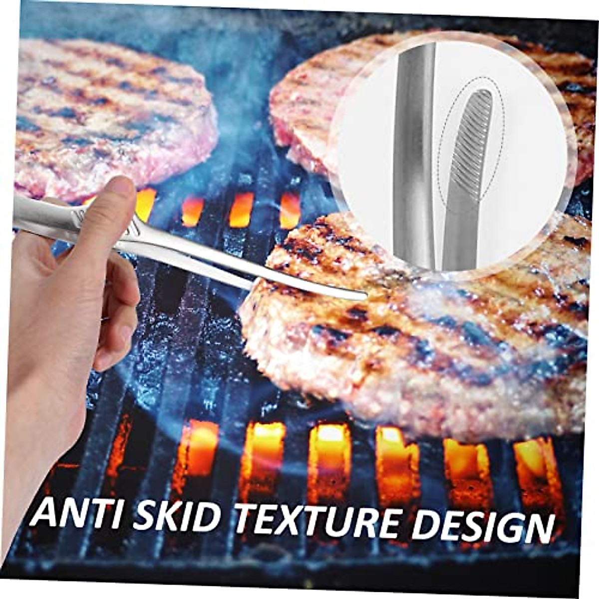 GANAZONO 2pcs Bbq Tongs Food Grill Stainless Steel Clips Korean Grill Slim Tongs for Cooking Heavy Duty Grilling Tongs Kitchen Food Tong Bread Tongs Outdoor Barbecue Tong Kitchen Supplies