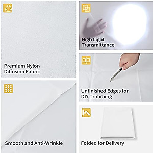 Meking Light Diffuser Diffusion Fabric 2 Yard x 67 Inch /2 x 1.7 Meters Nylon Silk White Seamless Light Modifier for Photography Softbox, Light Tent and Light Modifier