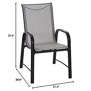 Cosco Outdoor Living Dining Chairs, 6-Pack, Gray Frame, Light Gray Sling (88645GLGE)