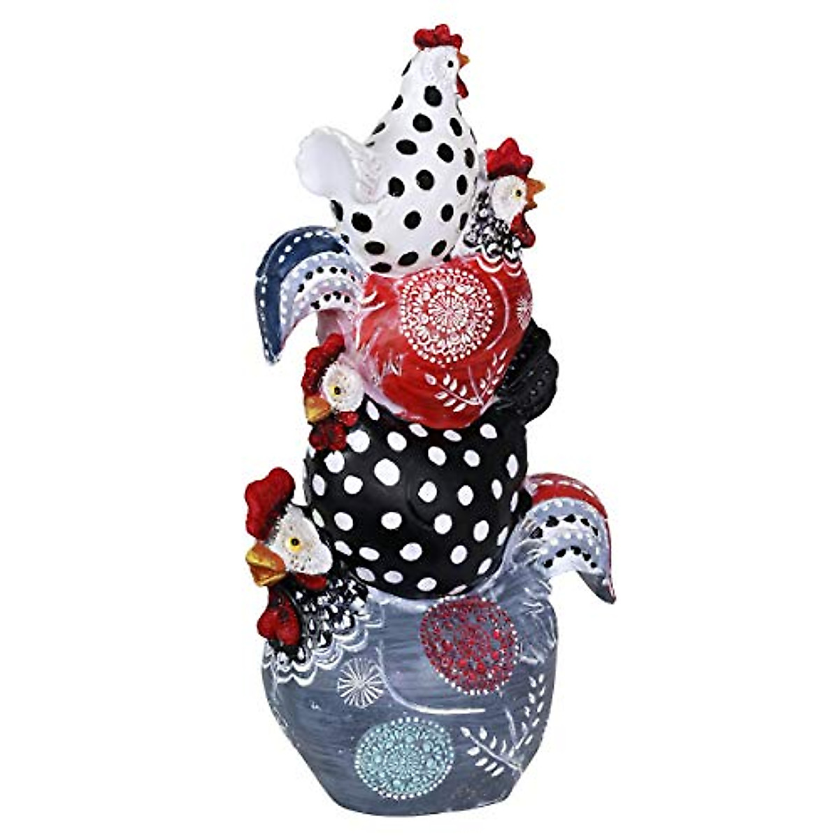 Exhart Stacked Hens Garden Statue, Durable Hand Painted Resin, Cute Farm Garden Décor, 7.5"x4"x12.5"