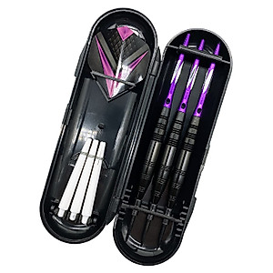 KingHtao Steel Tip Darts Set 22 Gram- Standard PET Flights, Aluminum Dart Shafts,with O Rings, Extra Aluminiu Shafts, Dart Flights and Portable Darts Case (3pcs/Pack) (Purple)