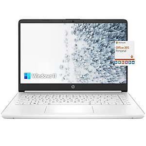 HP Latest Stream 14" HD Laptop, Intel Celeron Processor, 8GB Memory, 64GB eMMC Storage, Fast Charge, HDMI, Up to 11 Hours Long Battery Life, Office 365 1-Year, Win 11 S, Microfiber Bundle, White