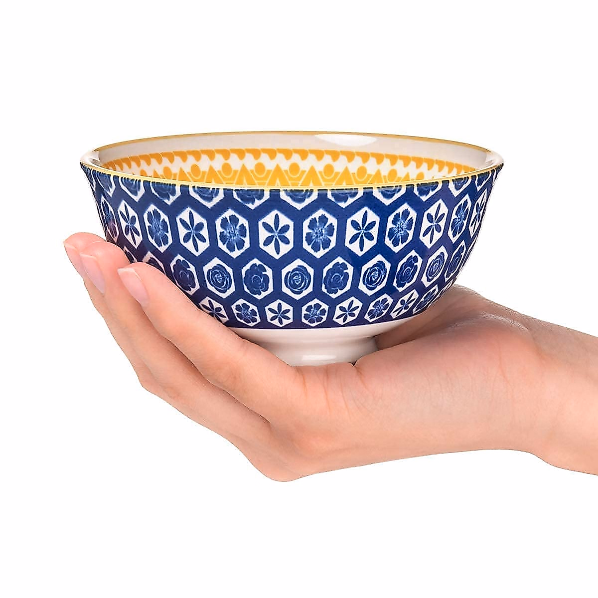 Annovero Cereal Bowls, Dessert Bowls. Cute and Colorful Porcelain Dishes for Kitchen, Microwave and Oven Safe. Bundle