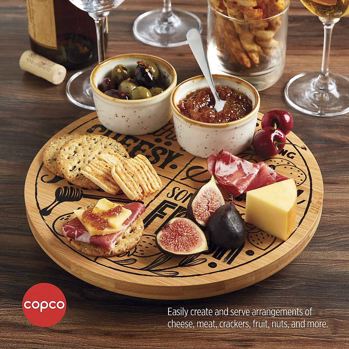 Copco Bamboo Charcuterie Lazy Susan, 10 Inch, Bamboo