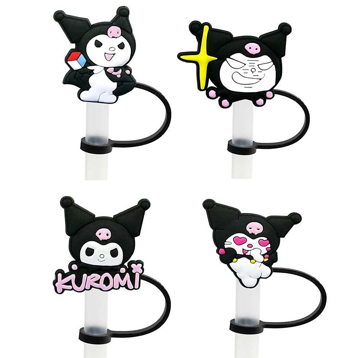 Cute Cartoon Kids Straw Tips Covers,Food Grade Reusable Silicone Straw Tip,funny Straw Covers Cap Plugs,Anti-dust Soft Straw Toppers Drinking Straw Tips Lids for 6-10 mm