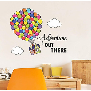 Adventure Balloon House Up Movie Cartoon Quotes Decors Wall Sticker Art Design Decal for Girls Boys Kids Room Bedroom Nursery Kindergarten Home Decor Stickers Wall Art Vinyl Decoration (35x40 inch)