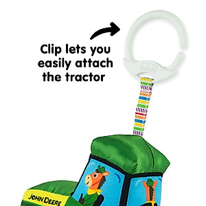 Lamaze John Deere Tractor Car Seat and Stroller Toy - Soft Baby Hanging Toys - Baby Crinkle Toys with High Contrast Colors - Baby Travel Toys Ages 0 Months and Up
