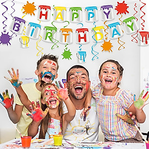 DECORLIFE Paint Party Supplies Serve 24, Paint Party Decorations Plates and Napkins Sets, Art Birthday Party Decorations for Kids Adults, 96 PCS