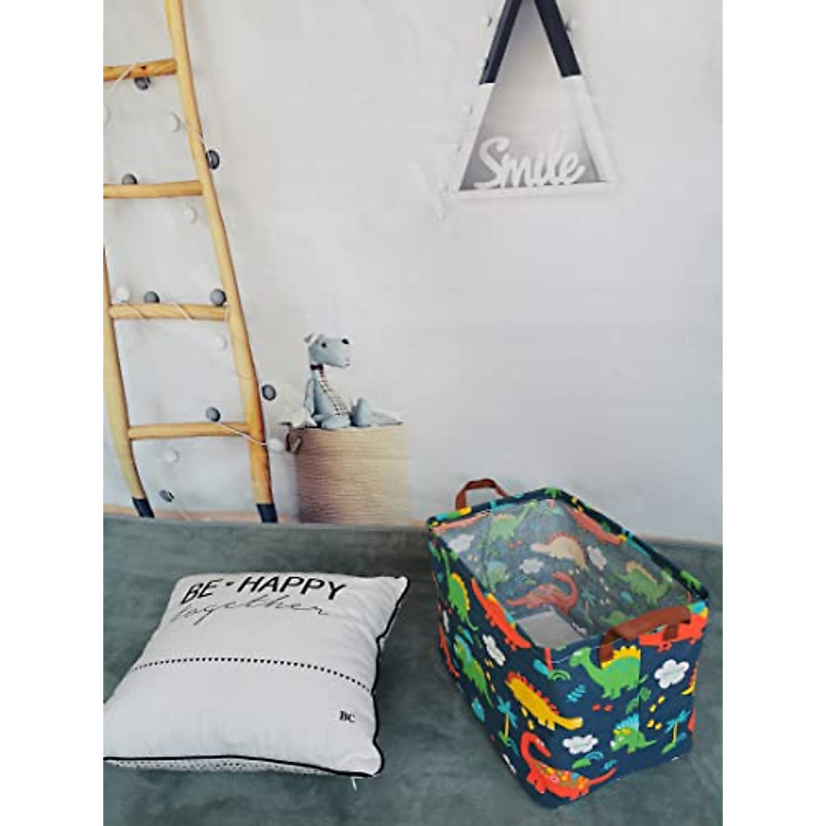 LEELI Laundry Hamper with Handles Collapsible Canvas Laundry Basket,Waterproof Storage Basket Home Organizer for Nursery,Clothes,Toys,Baby Hamper