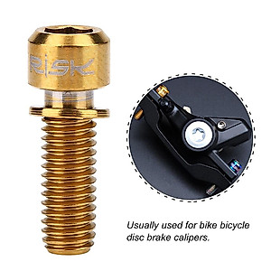 Titanium Bolts M6X18Mm 4Pcs Mountain ycle Bike Disc Brake Clamp Bolt Fixed Screw with Gasket (M6X18 Gold) Brake Mount Bolts MTB Bike Caliper Bolts