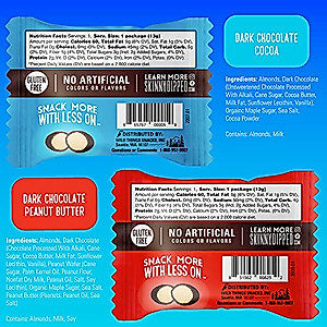 SkinnyDipped Snack Attack Minis Almond Variety Pack, Healthy Snack, Plant Protein, Gluten Free, 0.46 oz Mini Bags, Pack of 25