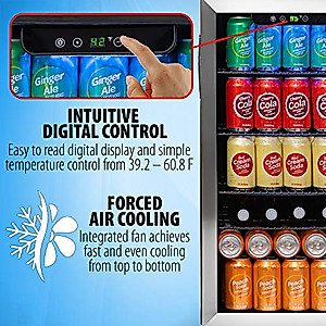 Deco Chef Beverage Refrigerator and Cooler, 118-can, Stainless Steel Triple Pane Glass Door, Temperature Control, 4 Adjustable Shelves, for Home, Apartments, Dorms, Office, Bars