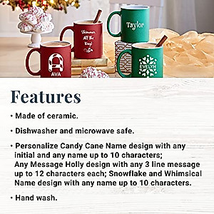 Let's Make Memories Personalized Christmas Cheer Glitter Mugs – Coffee Mugs – Keepsake Holiday Décor - Stocking Stuffer – Red Whimsical Name Design - Customize Name