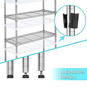 Auslar 3-Shelf Storage Wire Shelves Heavy Duty 3 Tiers Standing Shelving Units Adjustable Metal Organizer Wire Rack, Chrome