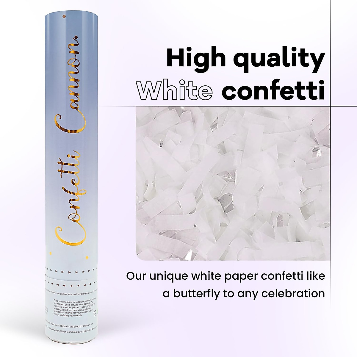 Confetti Poppers White Confetti Cannon 12 Pack Party Poppers Biodegradable12inch Wedding Party Confetti Bulk Streamer Confetti Cannon Launches up to15-25ft for Christmas Birthday Graduation New Year