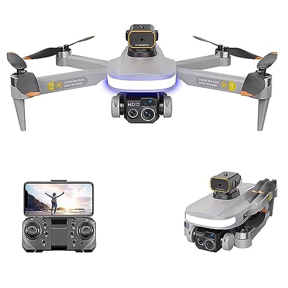 RKSTD Adult And Children Dual Camera Drone With 540° Smart Obstacle Avoidance, HD FPV Camera Mini RC Quadcopter Toy, One Button Start/Return, Altitude Hold, Track Flight
