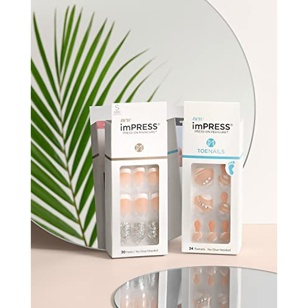 KISS imPRESS Press-On Manicure, Nail Kit, PureFit Technology, Short Press-On Nails, Time Slip, Includes Prep Pad, Mini File, Cuticle Stick, and 30 Fake Nails