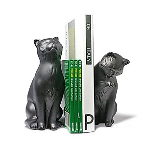 Danya B. Decorative Cat Bookend Set for Cat Lovers in Black, Great Gift for The Feline Fan Child or Adult, Home or Office Bookcases, Display Shelves or for Pet Store Owner or Groomer