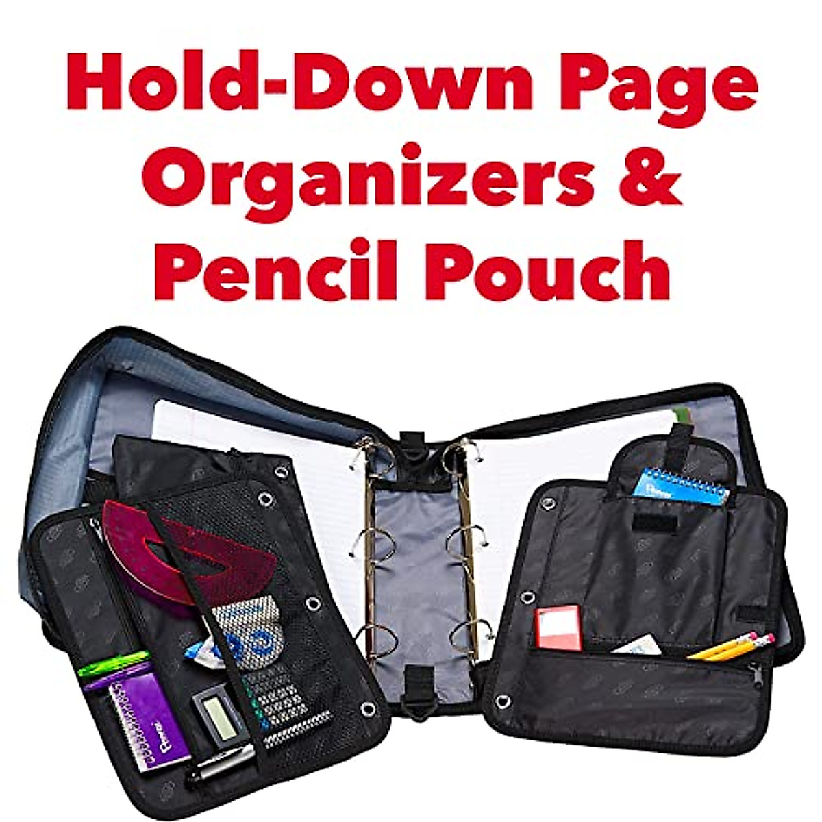Case-it The Dual 2-in-1 Zipper Binder - Two 1.5 Inch D-Rings - Includes Pencil Pouch - Multiple Pockets - 600 Sheet Capacity - Comes with Shoulder Strap - Black Dual-121-A