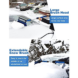 anngrowy 41" Ice Scraper Snow Brush for Car Snow Scraper and Brush Snow Broom Windshield Scraper Car Snow Removal Equipment Snow Cleaner for Car Squeegee Extendable Long Snow Brush Broom for SUV Truck