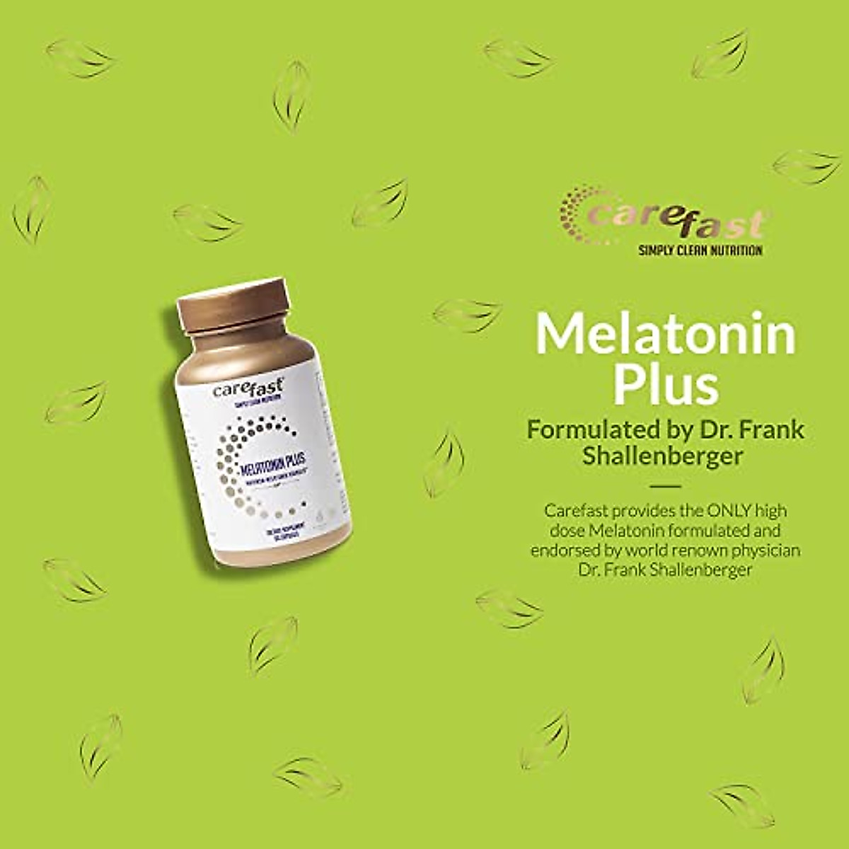 CAREFAST Melatonin Plus Extra Strength High Dose Sleep Supplement - 60mg Veggies Capsules - Fast Acting with Zinc & Magnesium for Maximum Quick Absorption for Adults