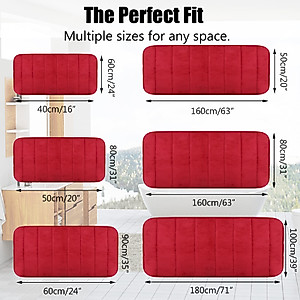 SK Studio Memory Foam Bath Mat Non Slip Absorbent Bathroom Rugs Thick Soft Dry Fast for Kitchen Runner Mat for Kitchen Floors Red, 16x24 inch