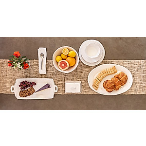 Vietri Lastra White Spoon Rest, 11" Ceramic Cooking/Serving Utensil Tray, Stove/Counter Decor