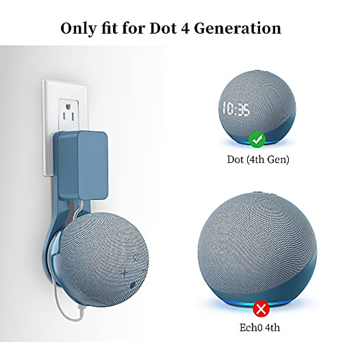 HomeMount Dot4 Generation Wall Mount - All New 4th Gen Outlet Holder, Space-Saving Accessories Built-in Cable Management Shelf (1-Pack, Blue)