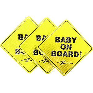 Baby on Board Sticker Sign (3 Packs), See Through When Reversing, Baby Car Sticker, Baby Car Decal, Announcement Board, US Department of Transportation Recommend Color Shape, Kid Safety, 5"x5"
