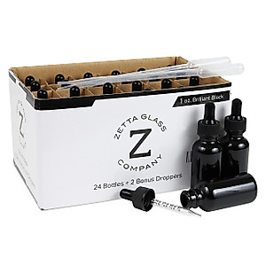 Zetta Glass Company 1 oz Black Brilliance: Precision And Elegance Tincture Bottles With Measured Dropper