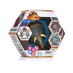 WOW! STUFF - Jurassic Dominion - Triceratops | Light-Up Bobble-Head Figure | Official Fallen Kingdom Merchandise, Toys and Gifts for Boys and Girls, Grey, 4 inches
