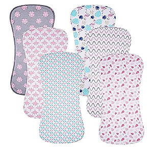 6 Pack Cotton Baby Burp Cloths Extra Absorbent Soft for Baby Boys and Girls (Pink02)