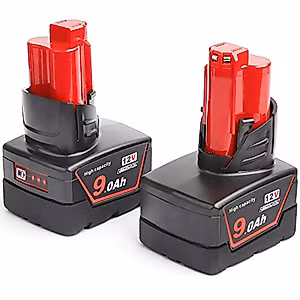 Xinriga 2 Packs M12 12V 9Ah 9000mAh Lithium-ion Replacement Battery for Milwaukee M12 12V Cordless Tool 48-11-2402 48-11-2440 48-11-2411 48-11-2420