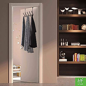 Over Door 10 Hooks Metal Storage Organizer Rack for Coats, Hoodies, Hats, Towels, Stylish Over Door Hanger for Home or Office Use, Heavy-Duty Iron Wire Black