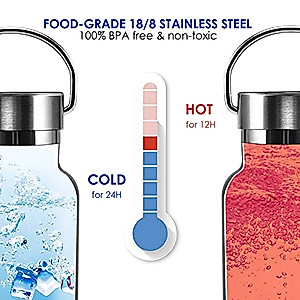 Insulated Water Bottle, 20oz Thermo Vacuum Mug, Stainless Steel Canteen, Wide-Mouth Lids Containers Keeps Liquids Hot&Cold, Leak Proof, Sweat Proof and Double-Walled Design-By BRILLIRARE