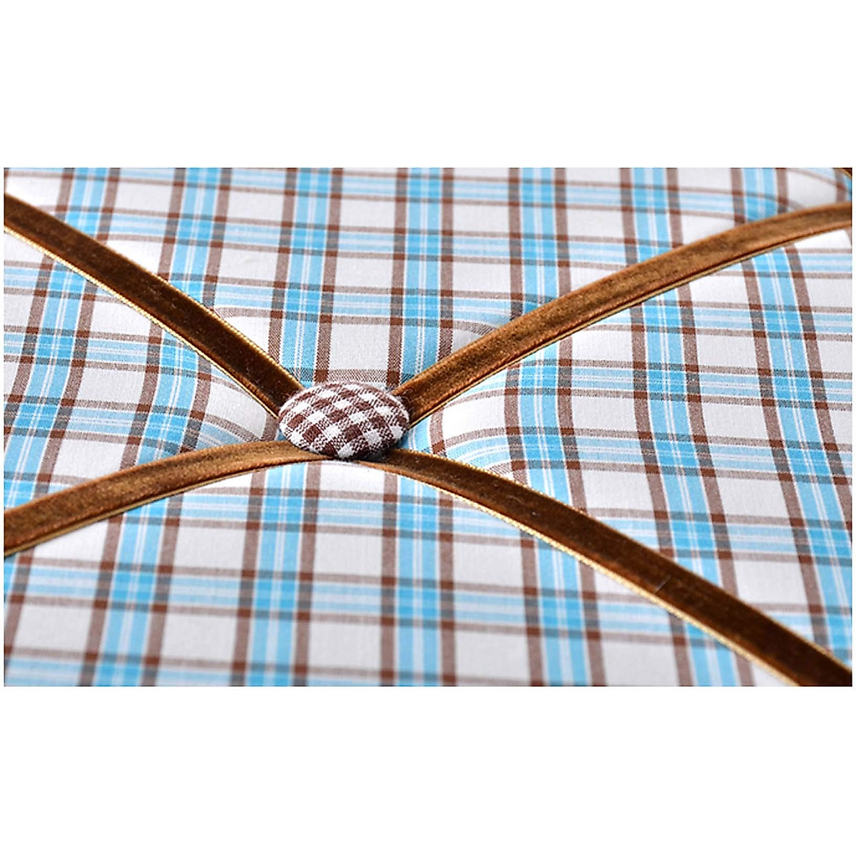 Blue Grid Fabric Memory/Memo Bulletin Board for Nursery Room Kids Room Decor Checked Baby Toddler Boy Room Decorative Memo Pad 19.7 x 19.7 Inches