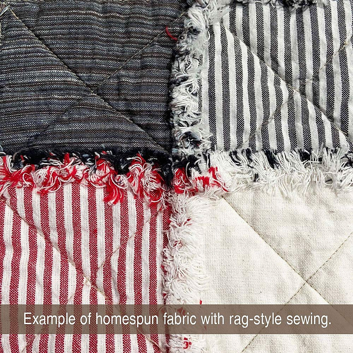 Colonial White Cotton Homespun Plaid Fabric by JCS - Sold by The Yard