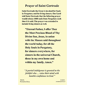 Religious St Gertrude Holy Prayer Cards, Pack of 100