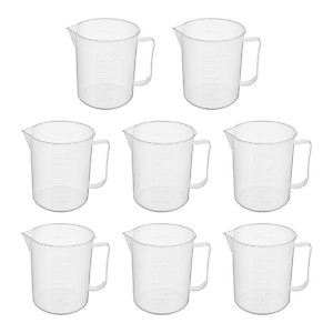 Othmro 9PCS 16oz Measuring Cup, PP Plastic Graduated Beaker, Transparent Measuring Pitcher with Handle for Lab Kitchen Liquids(500ml)