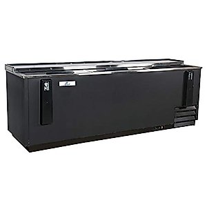 Horizontal Bottle Cooler Deep Well 95" Width NSF Certified Commercial beer bottle Refrigerator Black 33°-38°F Top-Loading