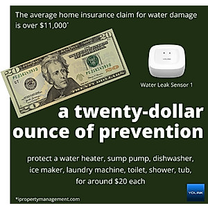 YOLINK Water Leak Detector, 1/4 Mile World's Longest Range, Wireless Smart Water Leak Sensor, Alexa, IFTTT, Hub Required