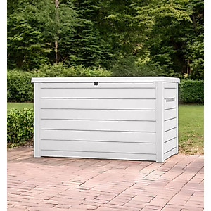 230 Gallon Deck Storage Box Outdoor Patio Container – Weather-Resistant, Lockable Outdoor Storage Solution for Patio, Garden, and Poolside (White)