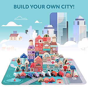 Jaytrue 115pc Montessori Wooden Building Block Set for Kids & Toddlers - Fun & Educational