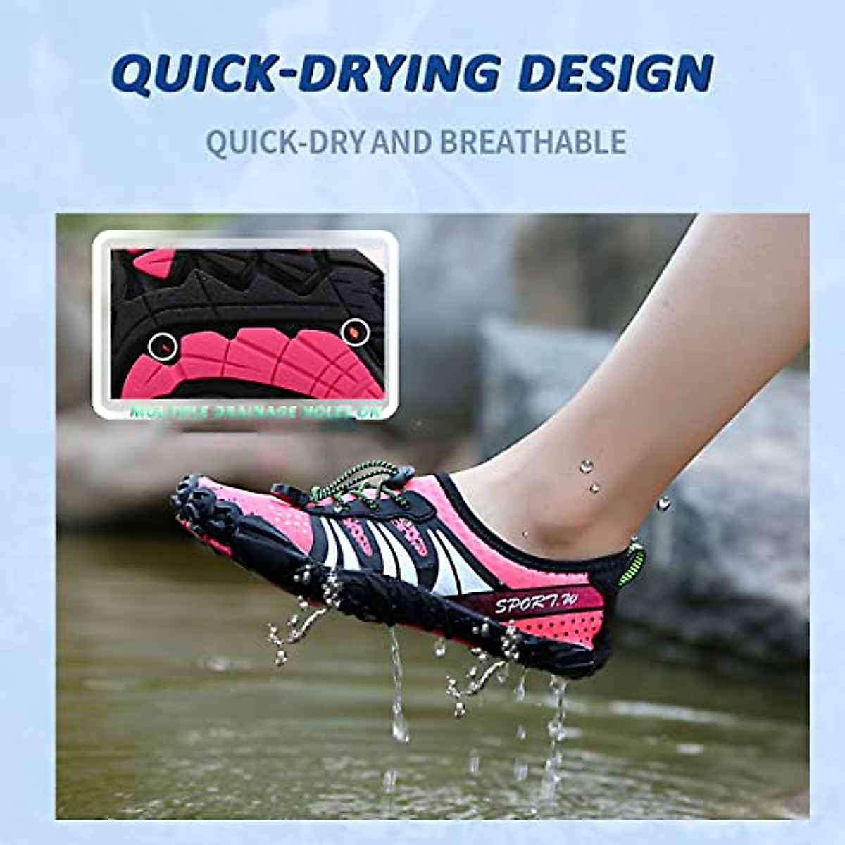 OYUXMAS Mens Womens Water Shoes Beach Barefoot Swim Pool Shoes Socks Anti-Slip Breathable Quick Dry Lightweight Slip-on Walking Aqua Sports Park Boating Fishing Diving Surfing Outdoor Sport Hiking