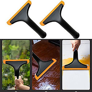 Silicone Squeegee for Shower Glass Door, Window Cleaning, Auto Water Blade, Water Wiper, Shower Squeegee, 5.9'' Blade and 7.5'' Long Handle, for Car Windshield, Window, Mirror, Glass Door. (Black)